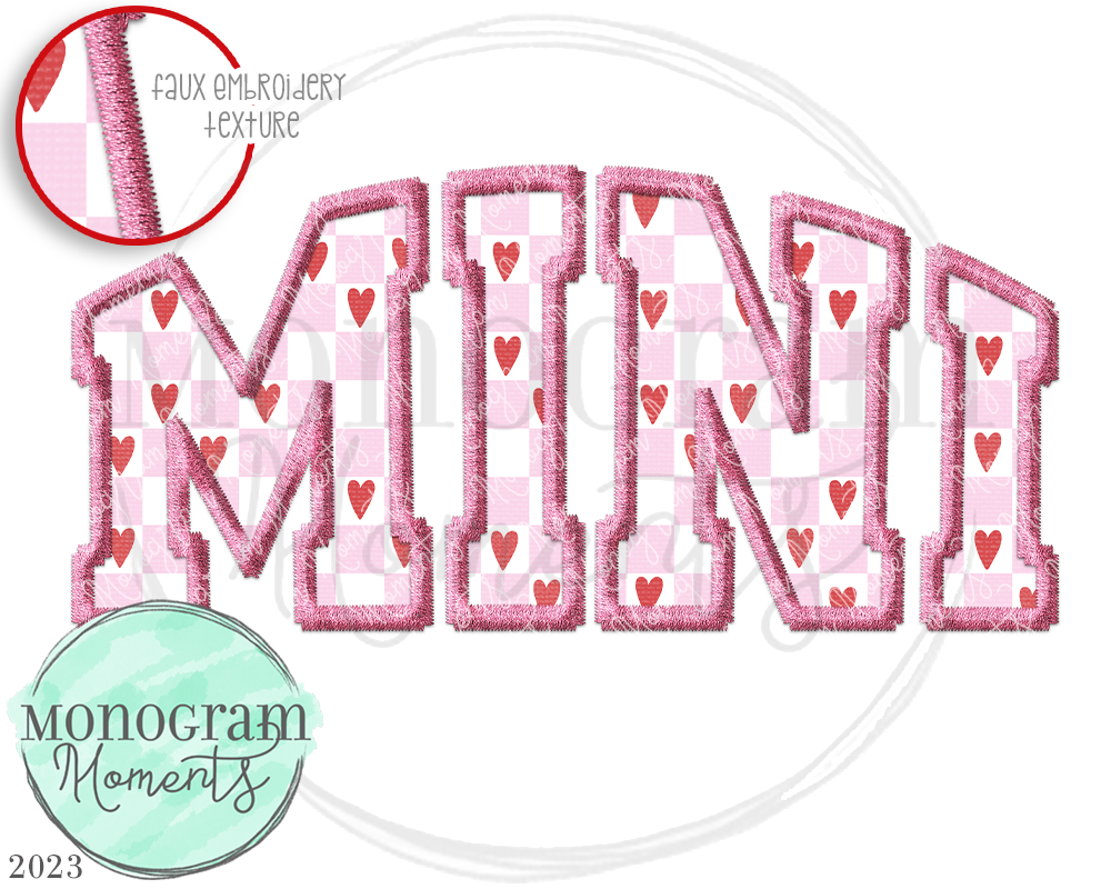 Mini Valentine Patch-Pink Checker – Monogram Moments
