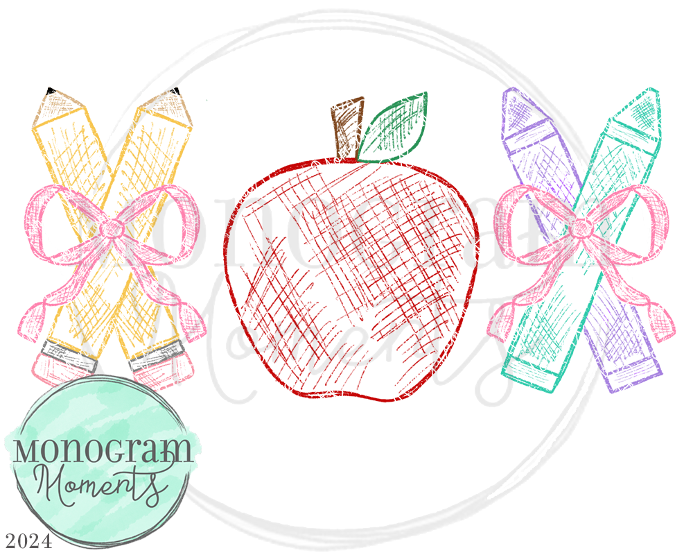 Scribble Girl's School Trio – Monogram Moments