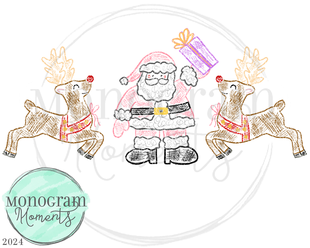 Girl's Scribble Santa Trio – Monogram Moments