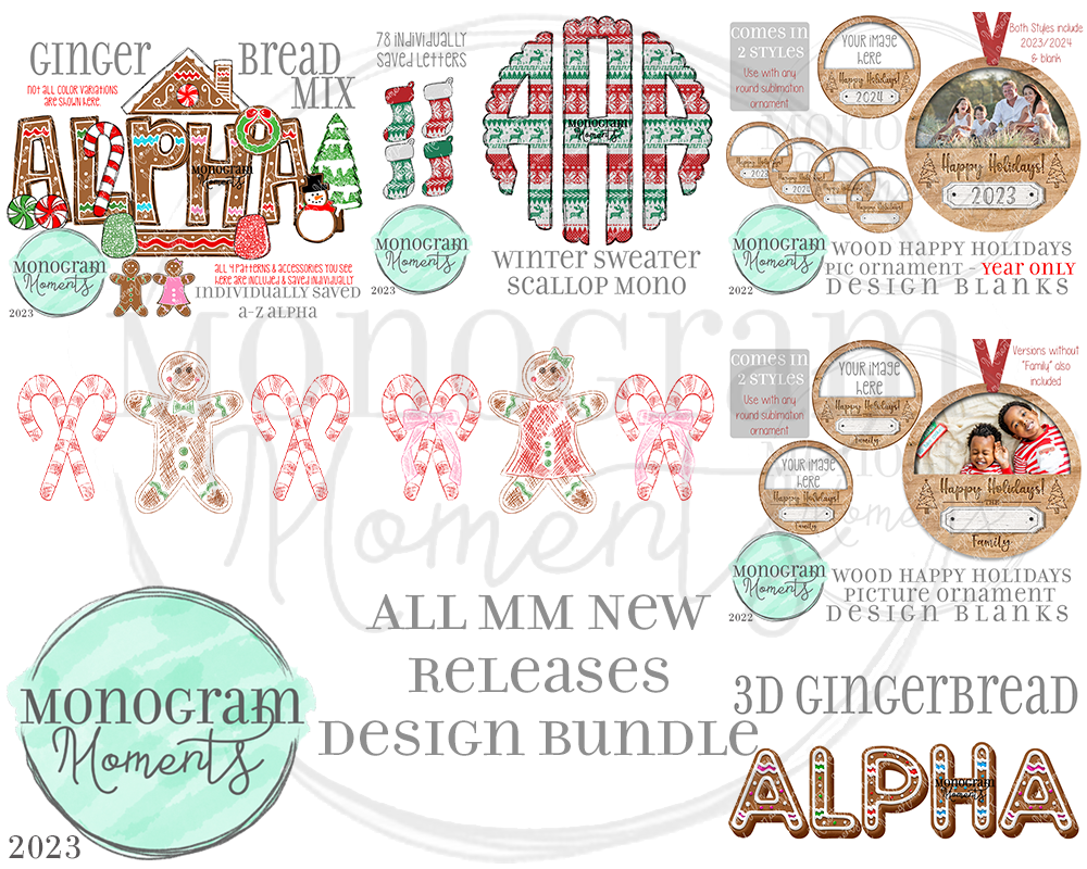 New Release Bundle 11/14/23 - Save 50% - 7 Total Designs – Monogram Moments
