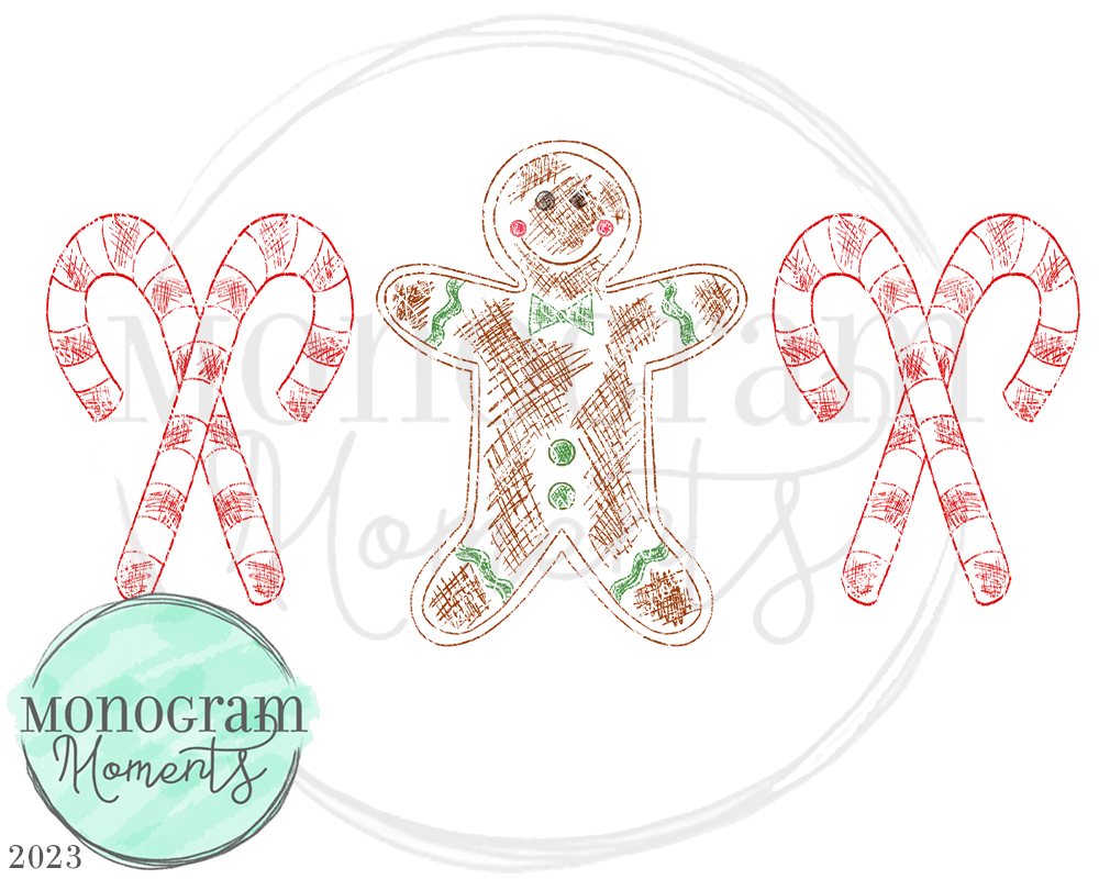Scribble Gingerbread Trio – Monogram Moments