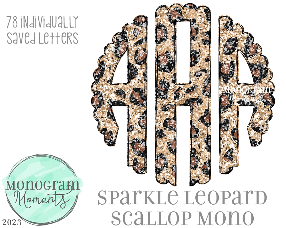 Leopard Sparkle Scallop Mono – Monogram Moments