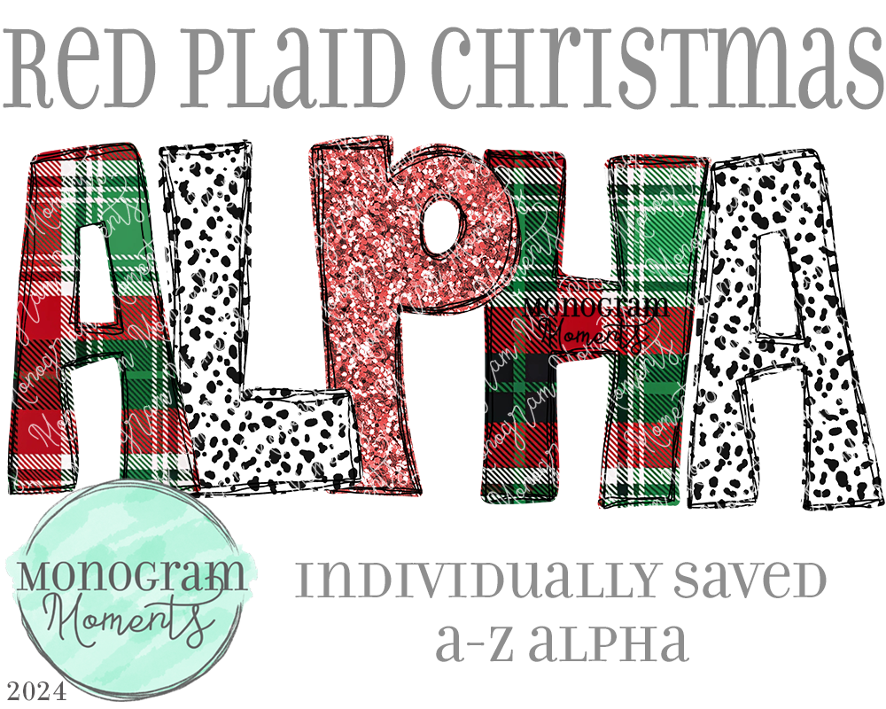 Red Plaid Christmas Alpha – Monogram Moments
