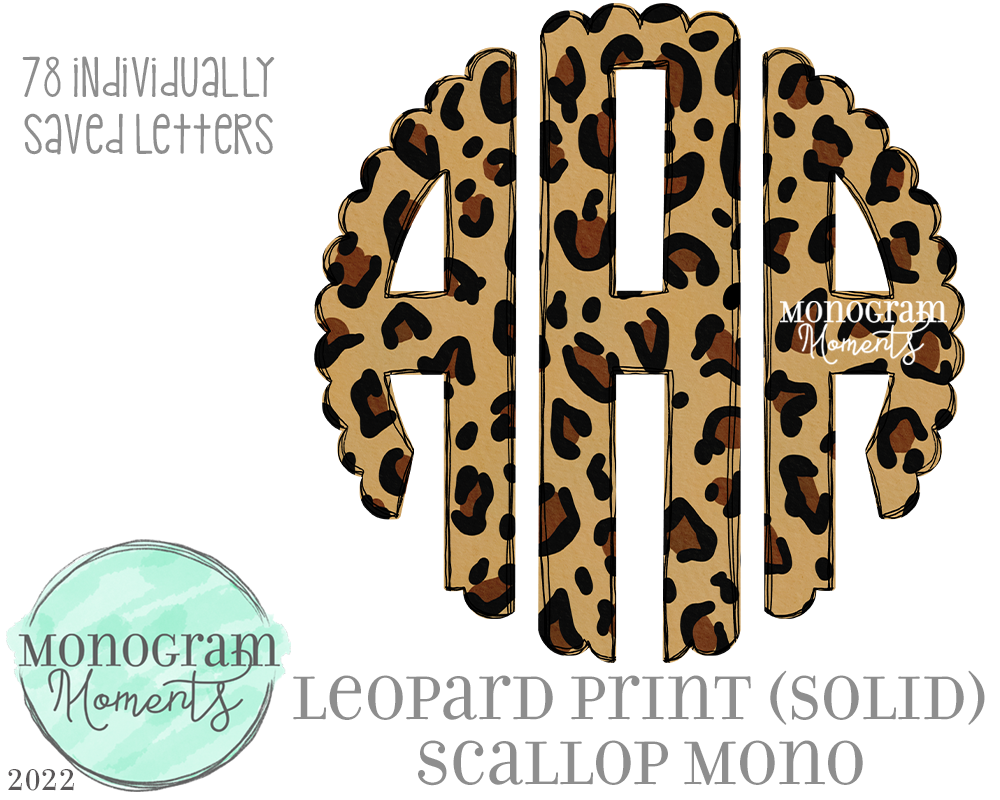 Leopard Print (Solid) Scallop Mono – Monogram Moments