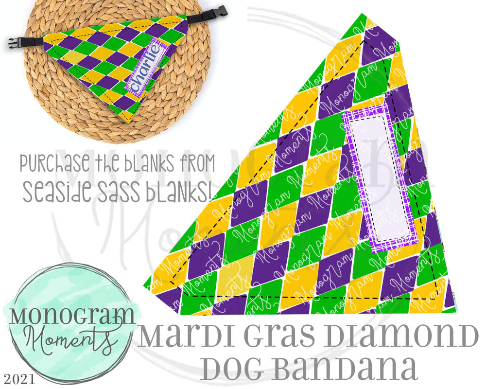 Mardi Gras Diamonds Dog Bandana – Monogram Moments