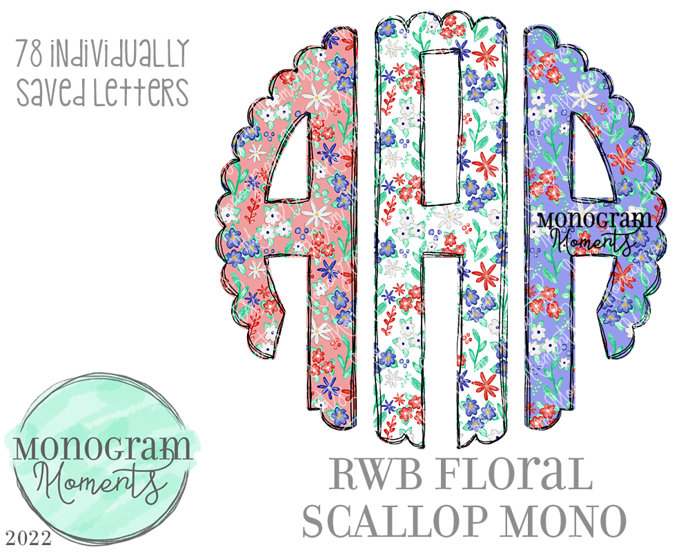 Rwb Floral Scallop Mono Monogram Moments