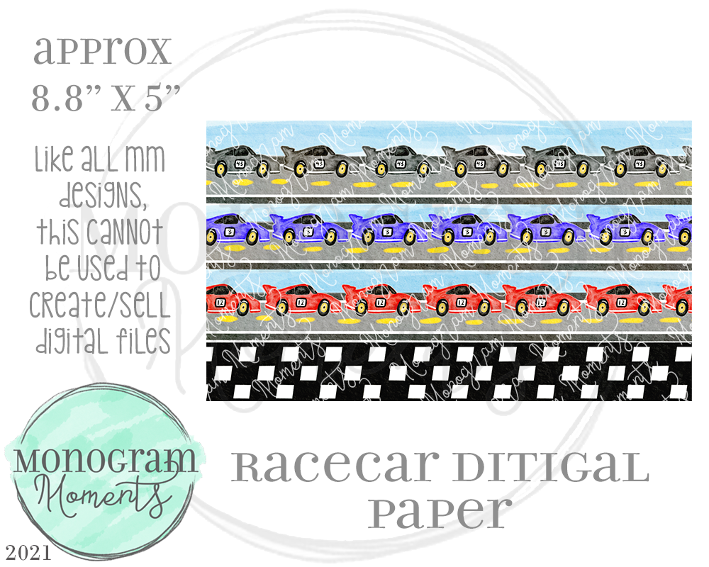 Racecar Digital Paper – Monogram Moments
