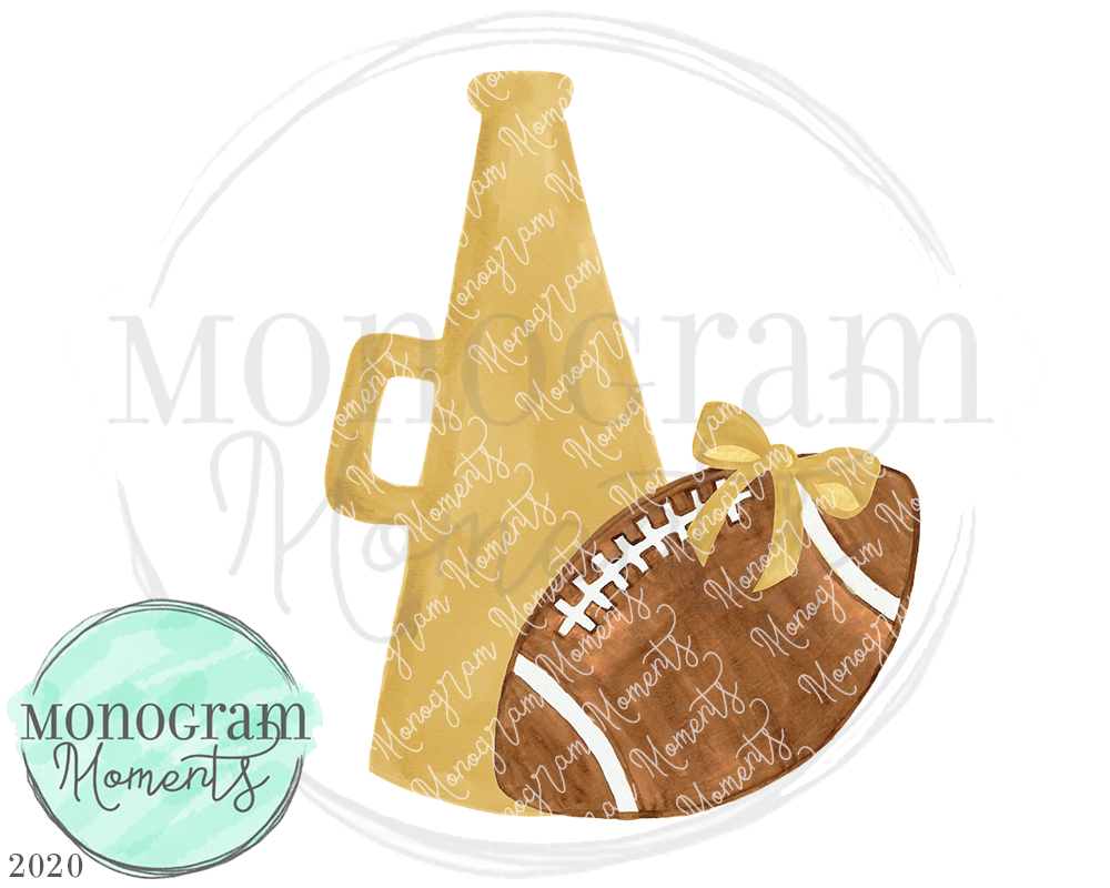 Gold Megaphone & Football – Monogram Moments