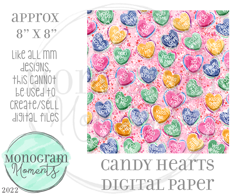 Candy Hearts Digital Paper – Monogram Moments