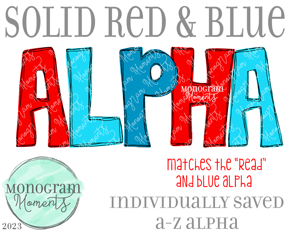 Solid Red & Blue Alpha – Monogram Moments