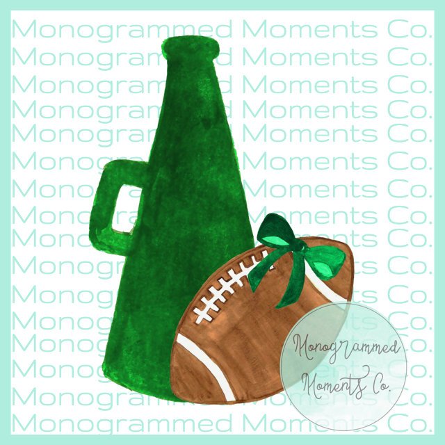 Green Megaphone & Football – Monogram Moments