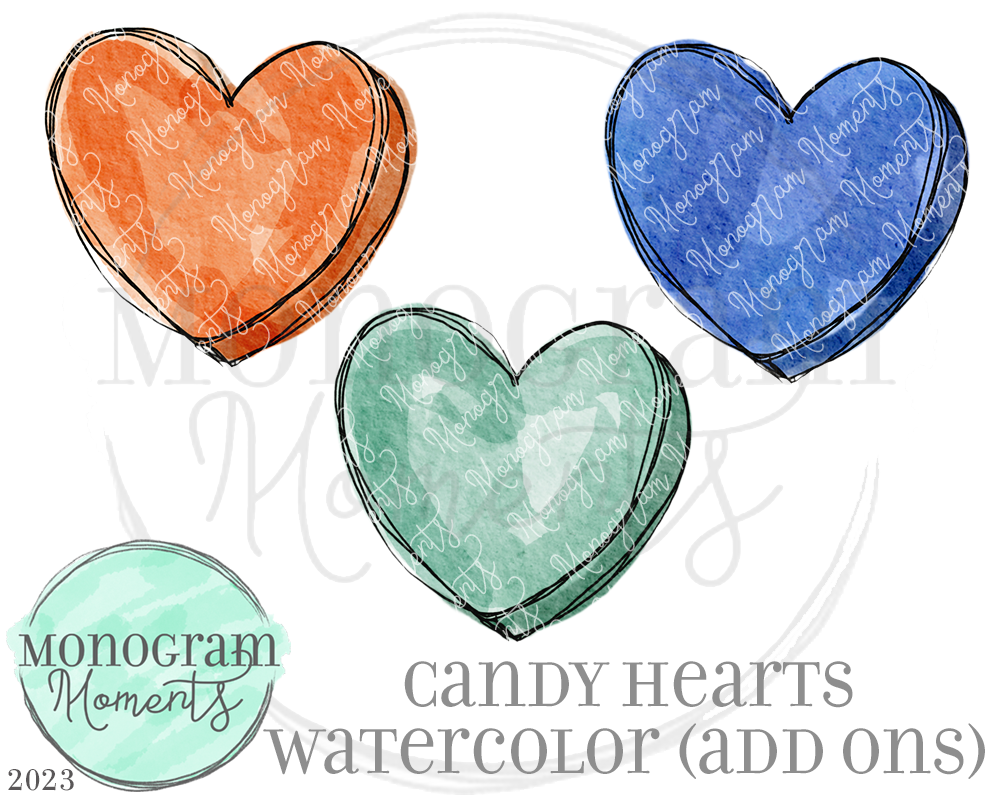 Candy Hearts Watercolor Add-Ons – Monogram Moments