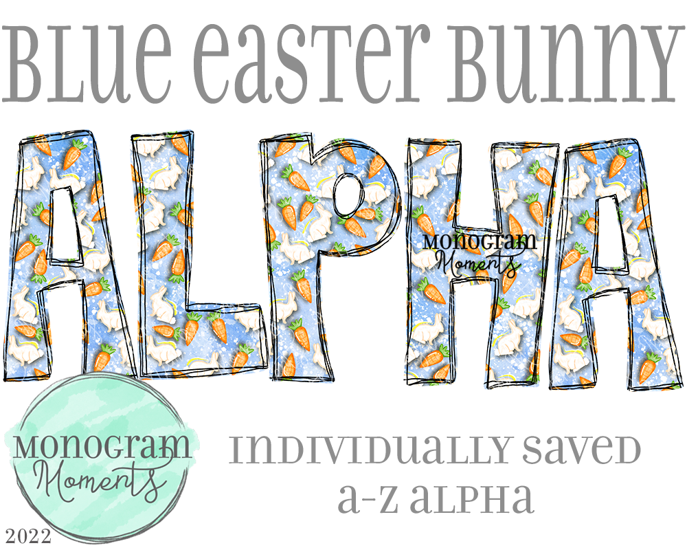 Blue Easter Bunny Alpha – Monogram Moments