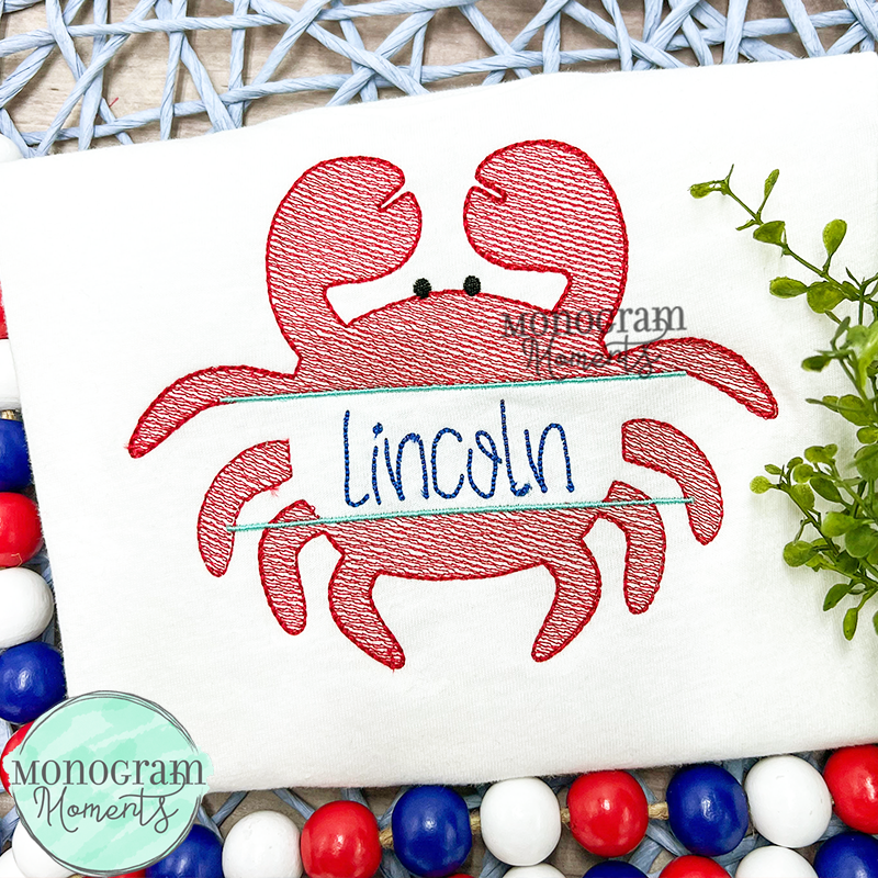 Crab Name Plate - SKETCH EMBROIDERY – Monogram Moments