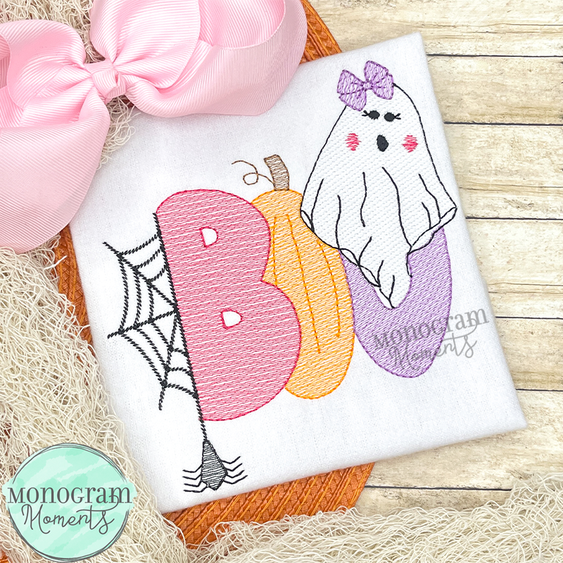 Girl's Halloween Boo- SKETCH EMBROIDERY – Monogram Moments