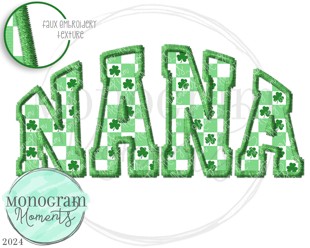 St. Patrick's Checker Nana – Monogram Moments
