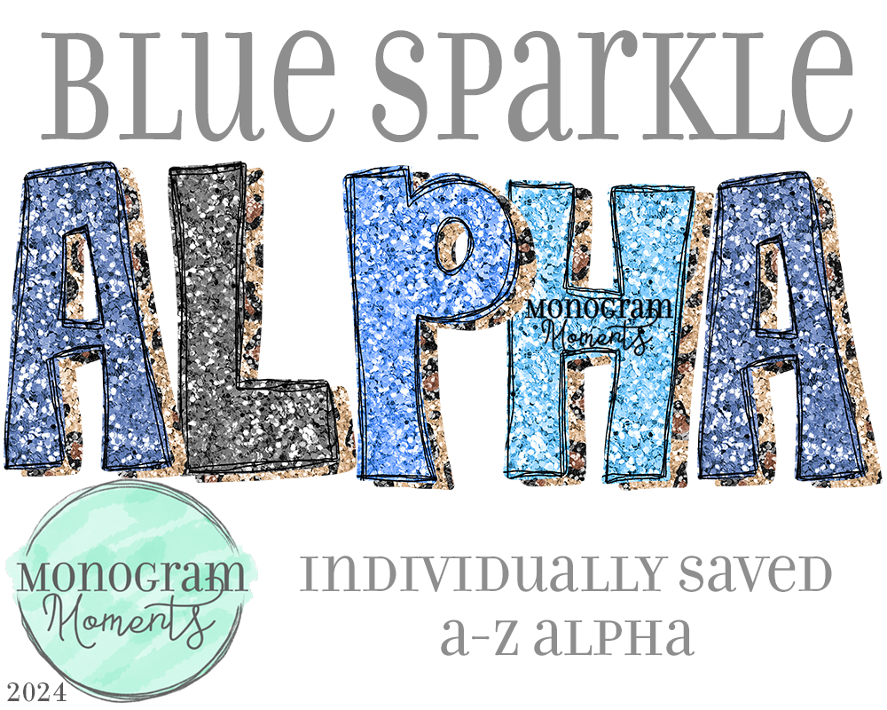 Blue Sparkle Alpha – Monogram Moments