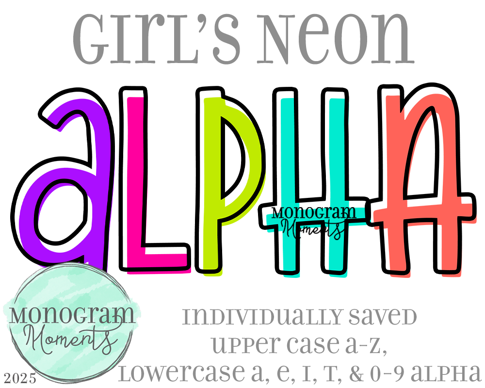 Girl's Neon Alpha – Monogram Moments