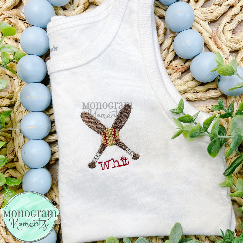 Crossed Bats - MINI FILL EMBROIDERY – Monogram Moments