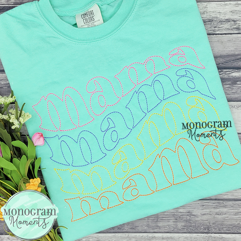Mama Retro - BEAN OUTLINE EMBROIDERY – Monogram Moments
