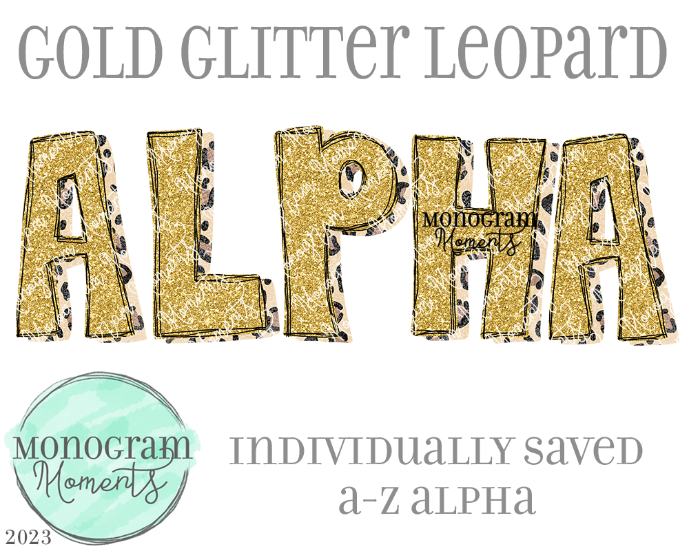 Gold Glitter Leopard Alpha – Monogram Moments