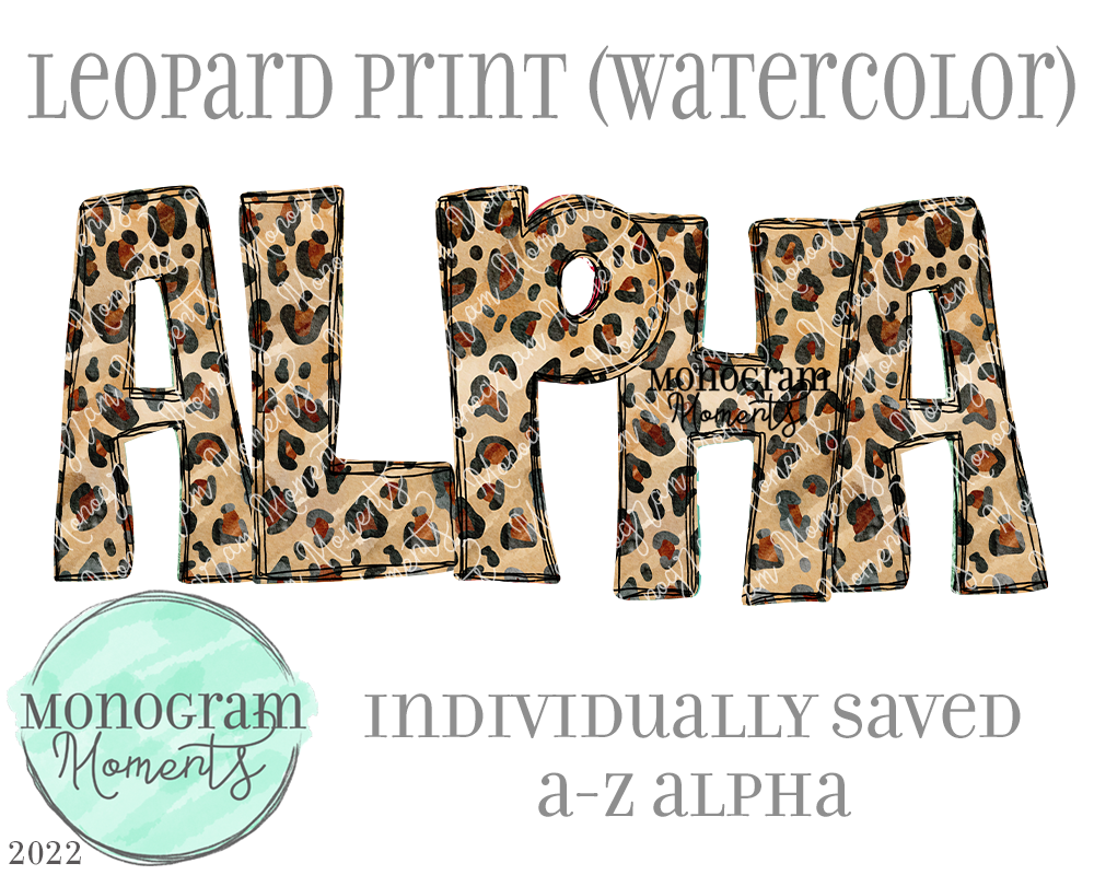 Leopard Print (Watercolor) Alpha – Monogram Moments
