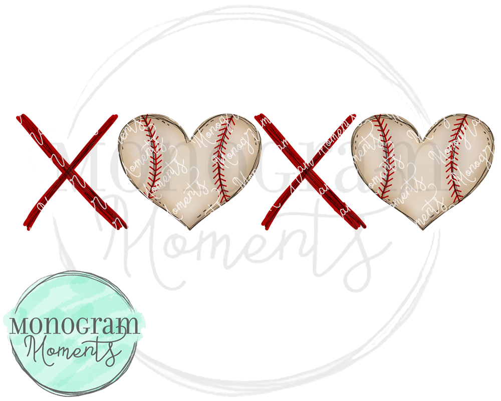 Baseball Hearts XOXO – Monogram Moments