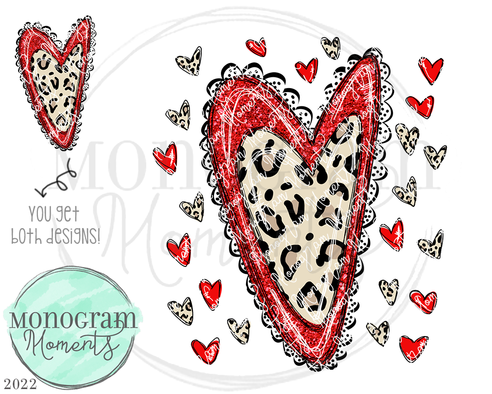 Funky Leopard Red Heart – Monogram Moments