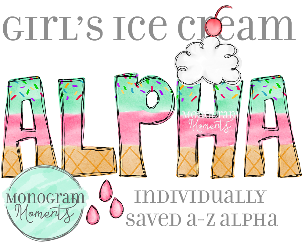 Girl's Ice Cream Alpha – Monogram Moments