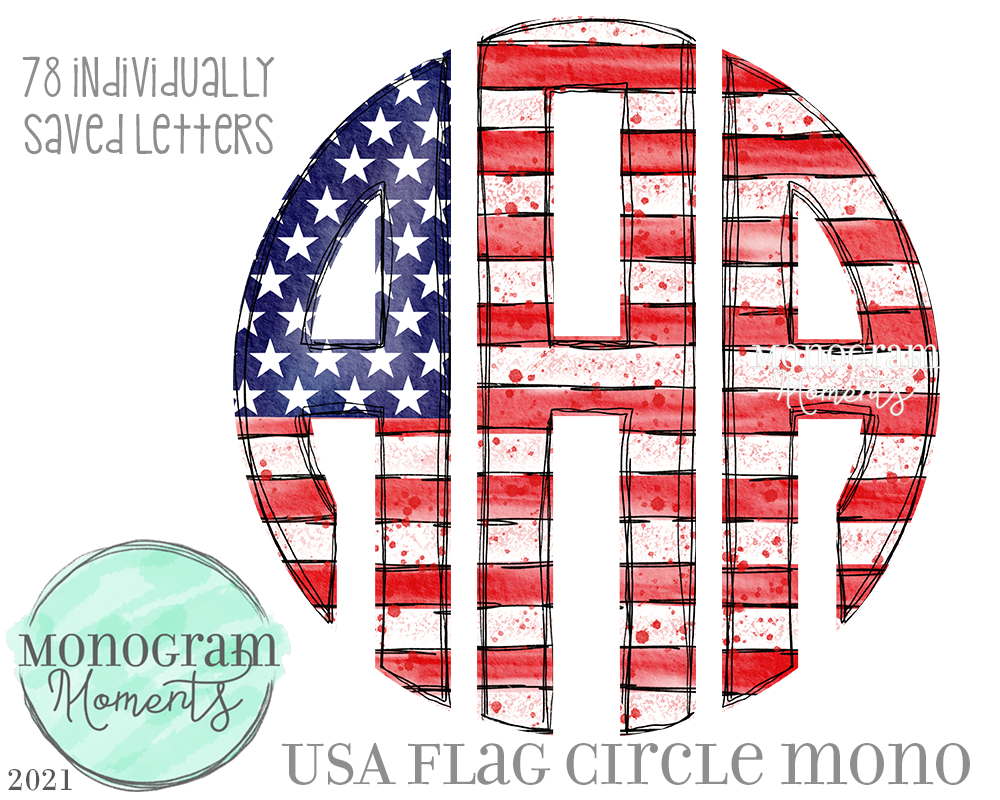USA Flag Circle Mono – Monogram Moments