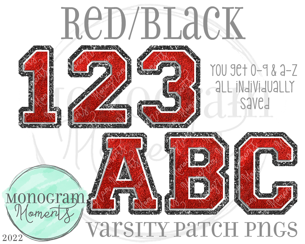 Red/Black Varsity Patch Alpha – Monogram Moments