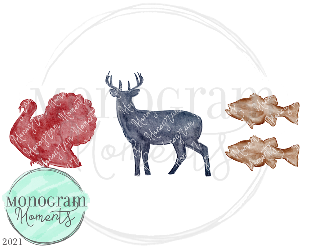 Turkey, Deer, & Fish Trio – Monogram Moments
