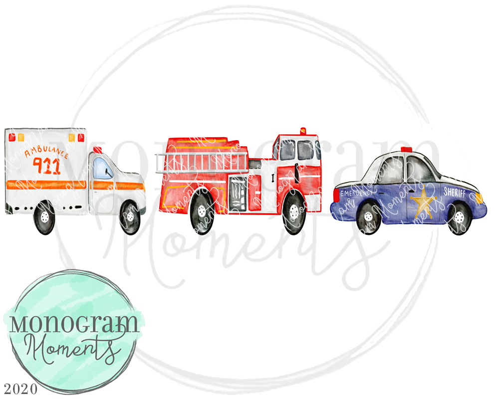 Emergency Vehicle Trio – Monogram Moments