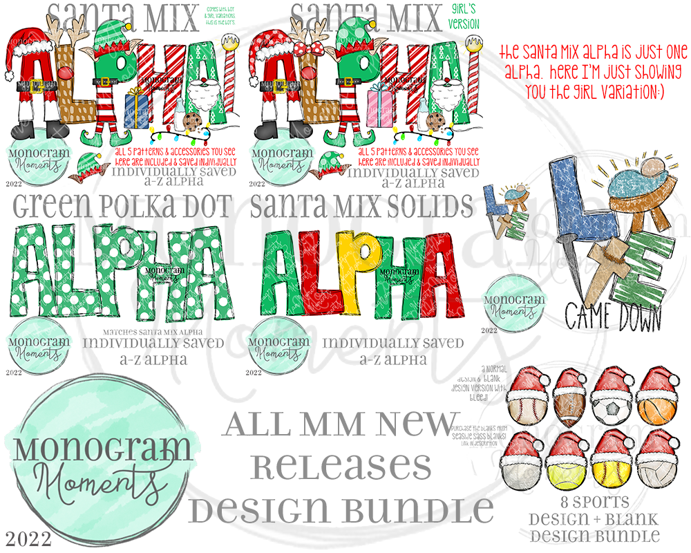 New Release Bundle 10/25/22 - Save 50% - 12 Total Designs – Monogram Moments