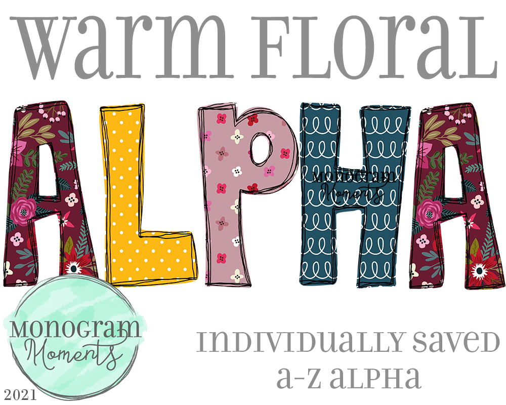 Warm Floral Alpha – Monogram Moments