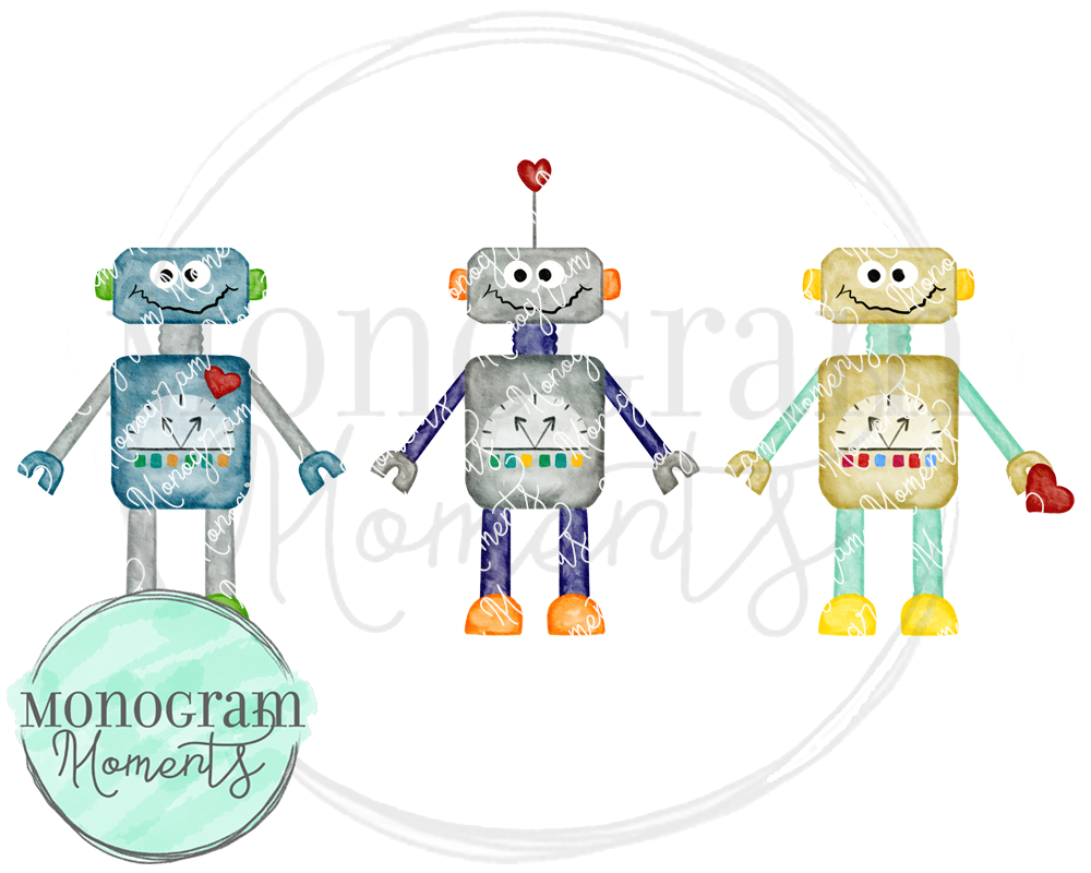 Boy's Valentine's Day Robot Trio – Monogram Moments