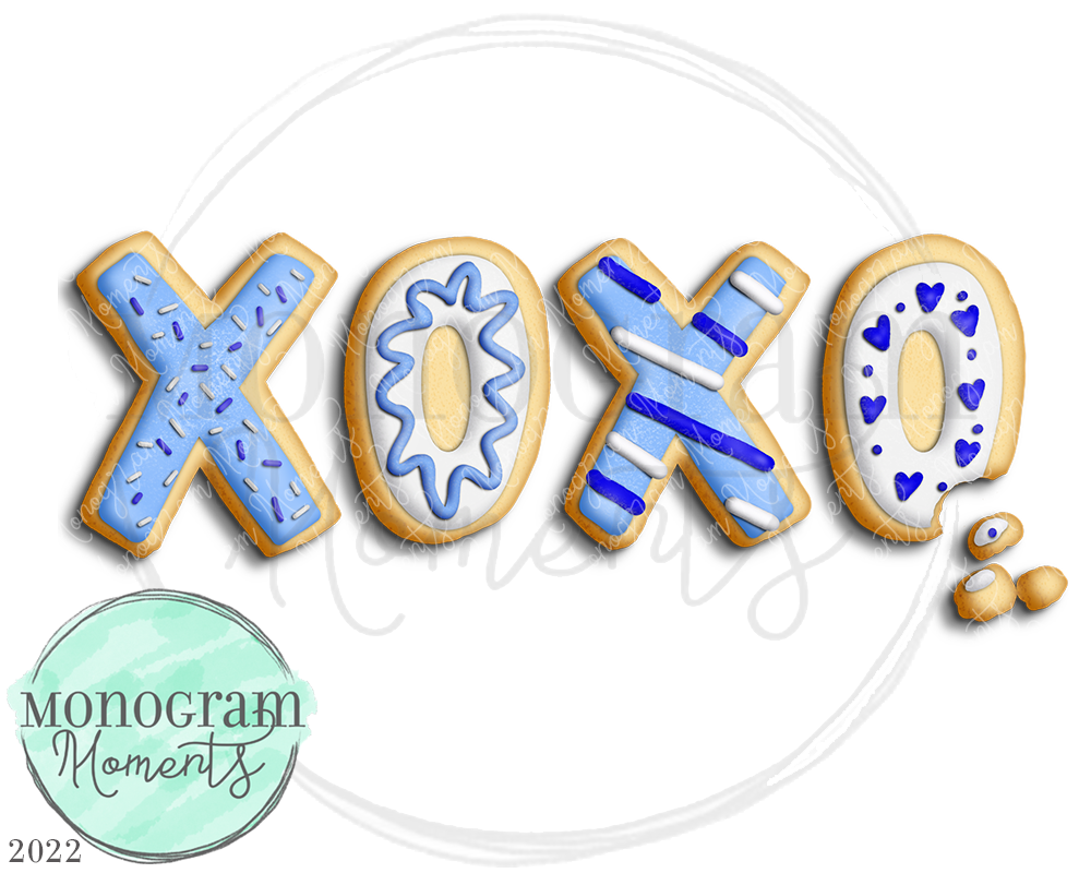 Blue XO Cookies – Monogram Moments
