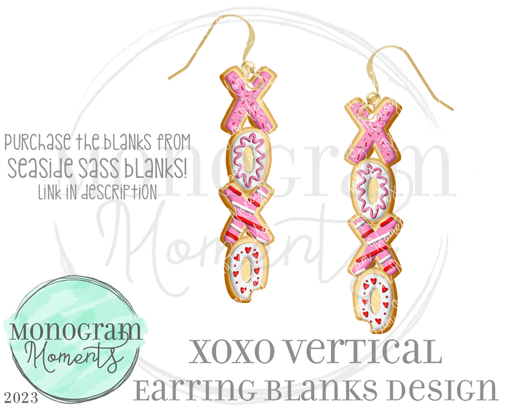 XOXO Vertical Earring Blanks Design – Monogram Moments