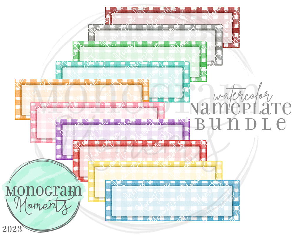 Watercolor Name Plates – Monogram Moments
