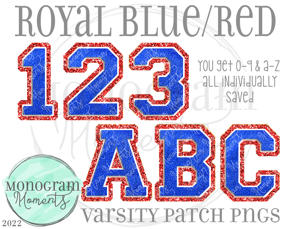 Royal Blue/Red Varsity Patch Alpha – Monogram Moments