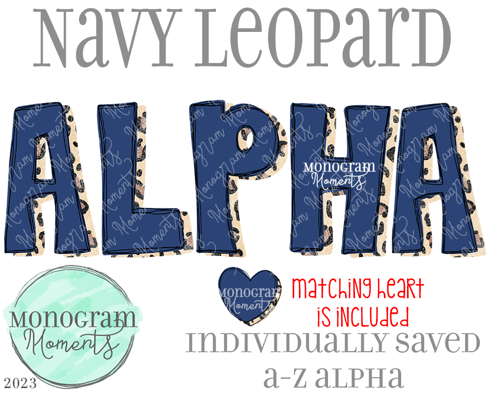 Navy Leopard Alpha – Monogram Moments