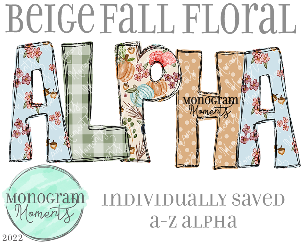 Beige Fall Floral Alpha – Monogram Moments