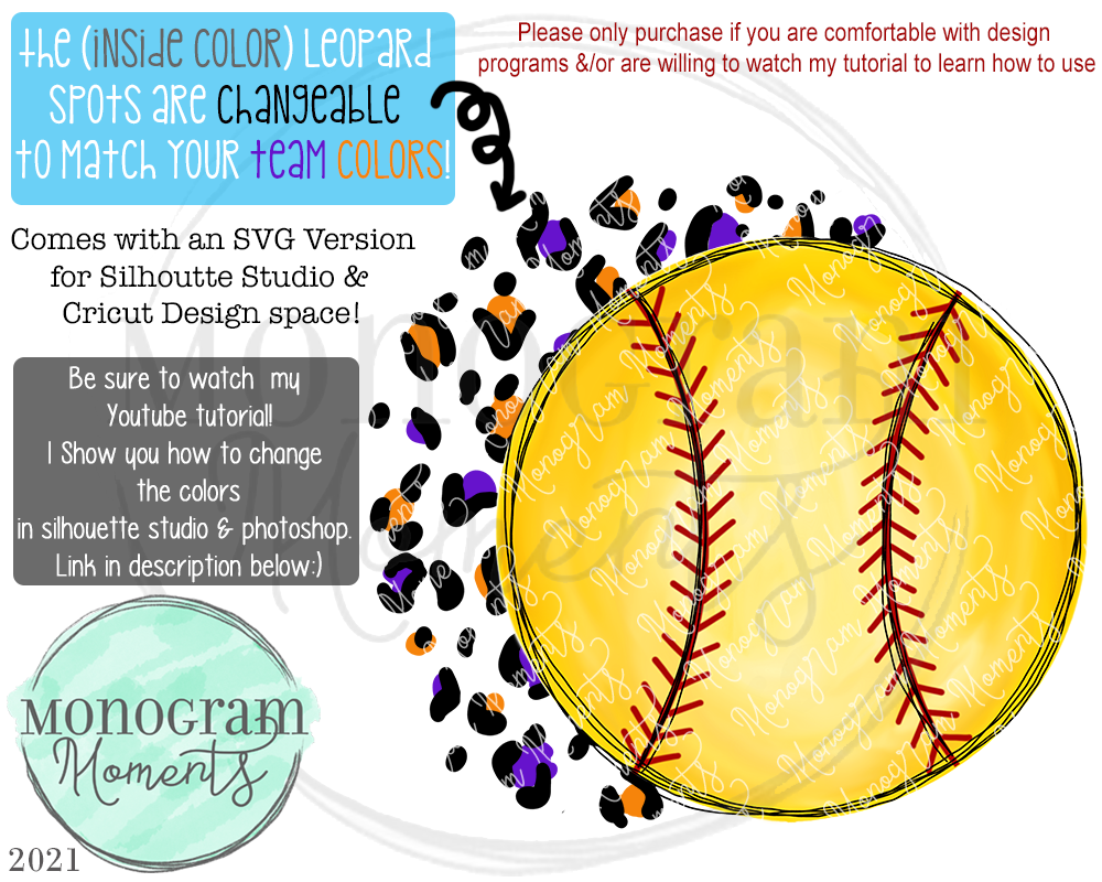 Softball Half Changeable Leopard Print – Monogram Moments