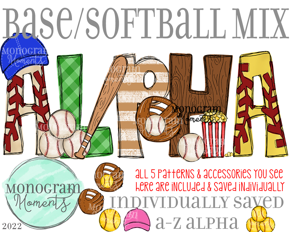 Baseball/Softball Mix Alpha – Monogram Moments
