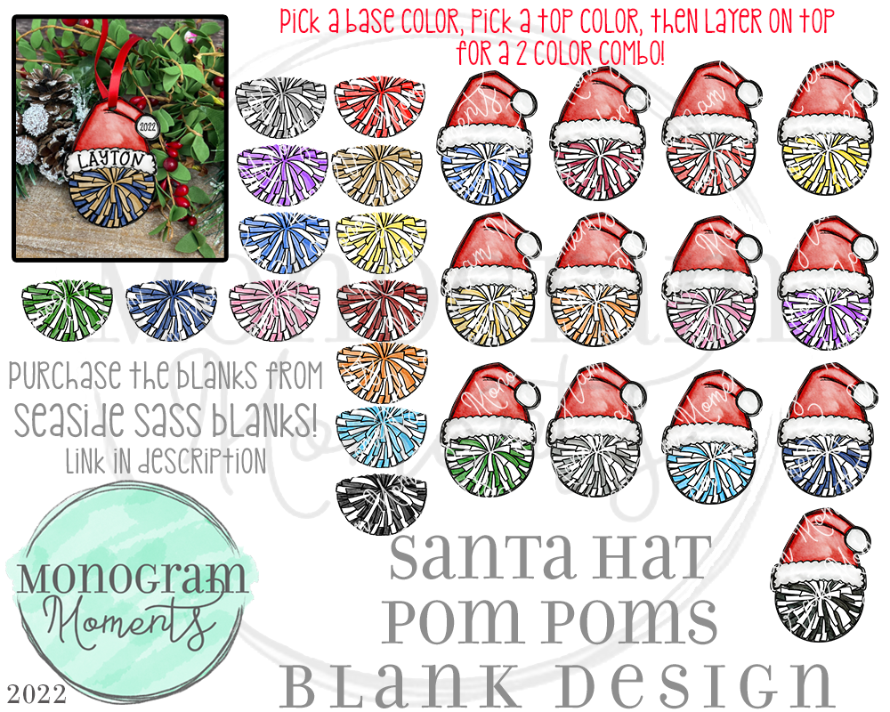 Santa Hat Pom Pom Blank Designs – Monogram Moments