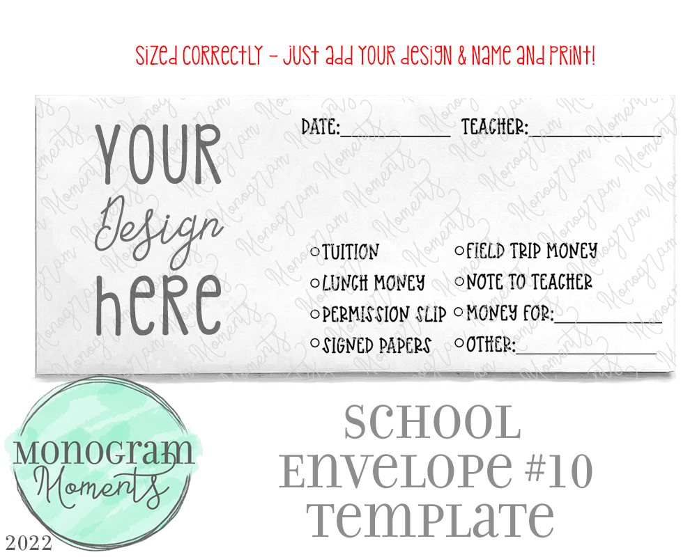 School Envelope #10 Template – Monogram Moments